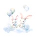 Bunny Clipart, Watercolor Cute Rabbits PNG, Balloons, Birthday, Baby ...