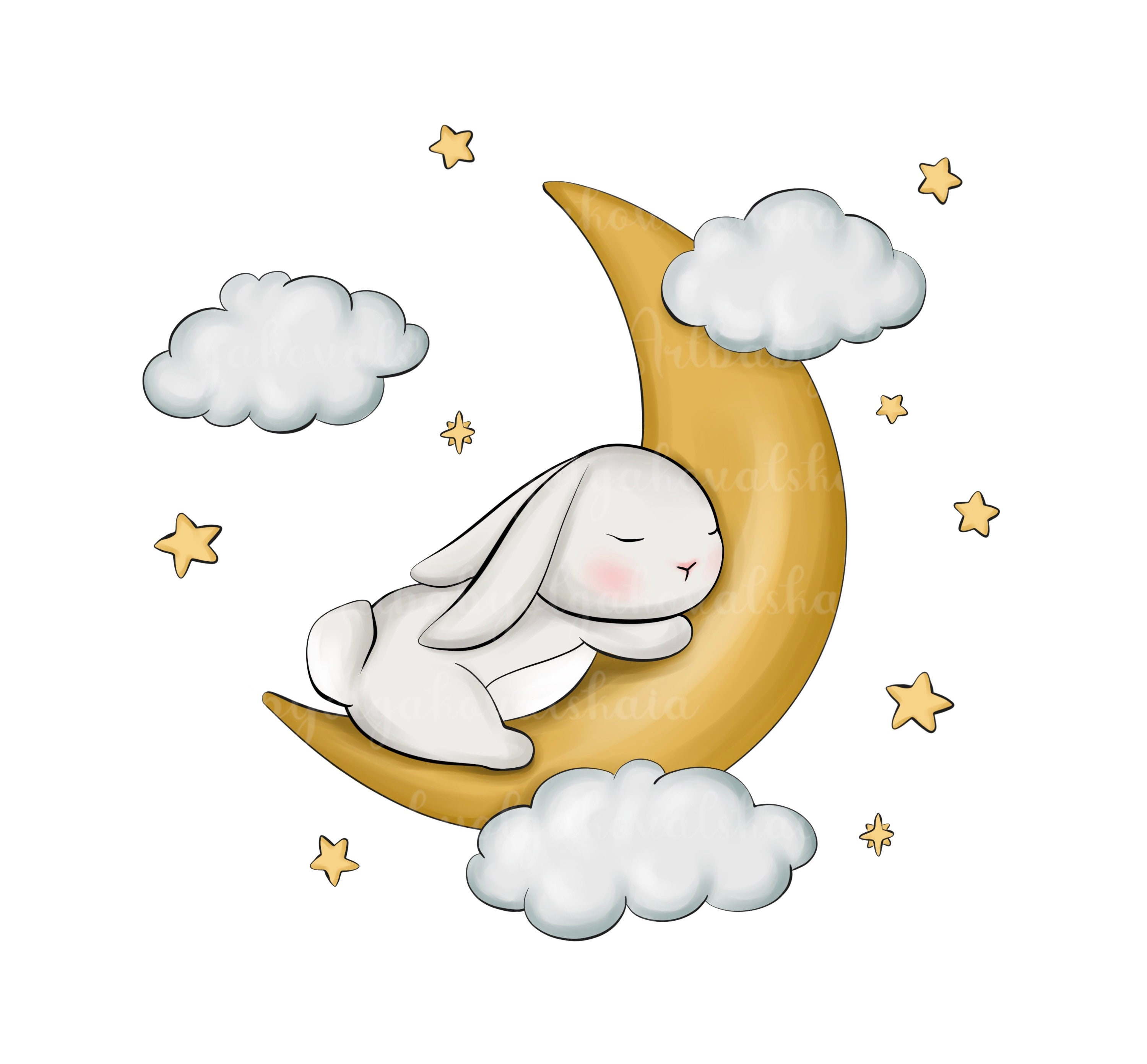 Cute Bunny Clipart Sleeping Rabbit PNG Baby Shower Clipart - Etsy Australia