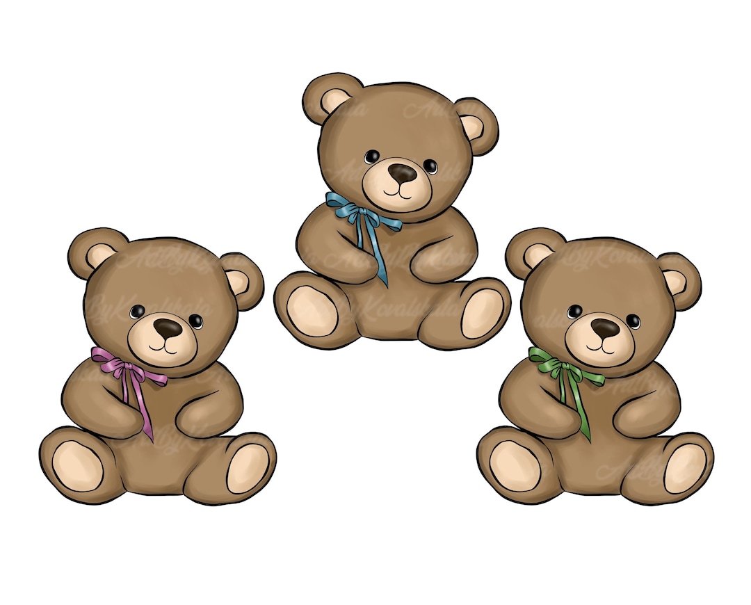Teddy Bear Clipart, Cute Bear PNG, Gender Reveal, Digital Download - Etsy
