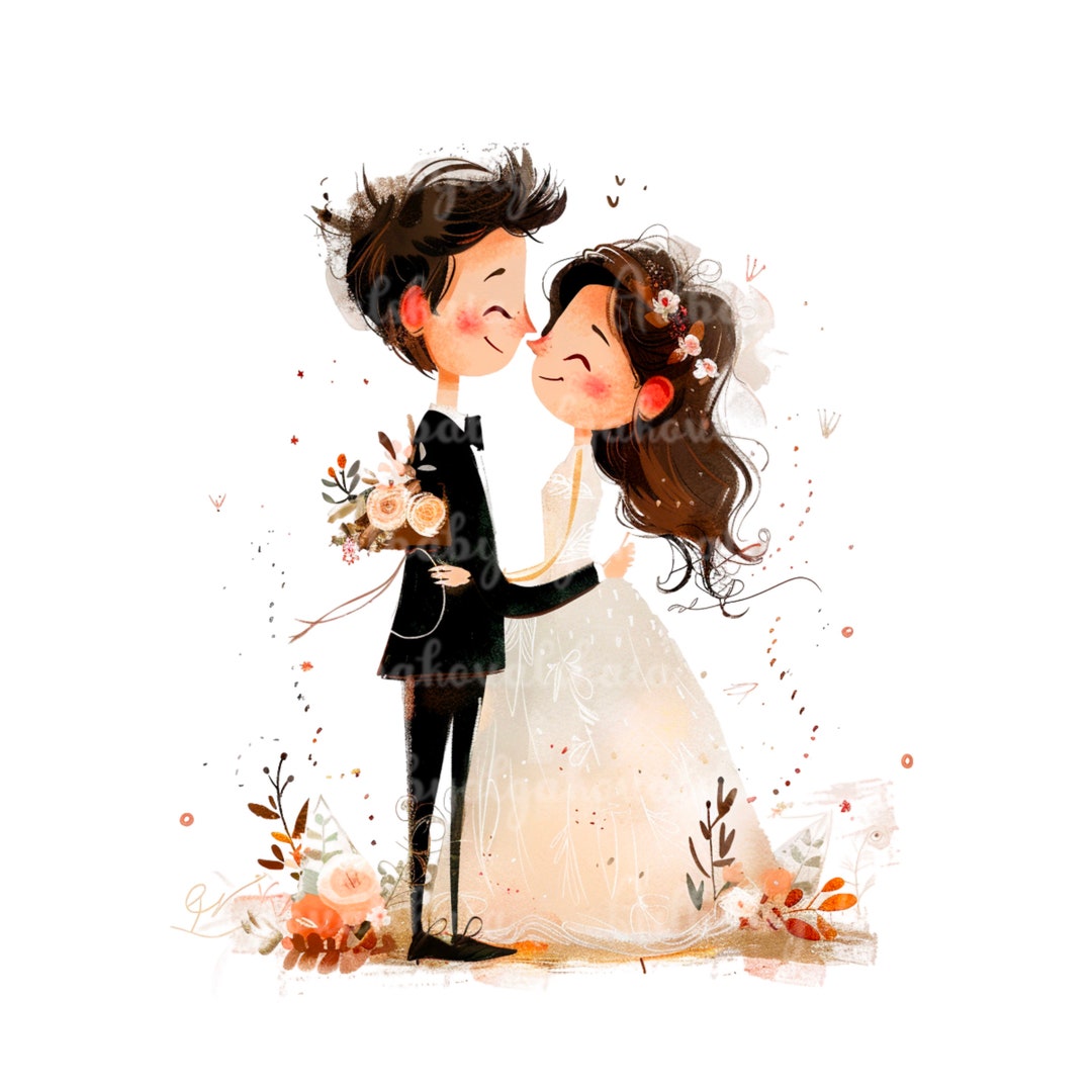 Bride and Groom Clipart, Wedding PNG Clip Art, Digital Download - Etsy