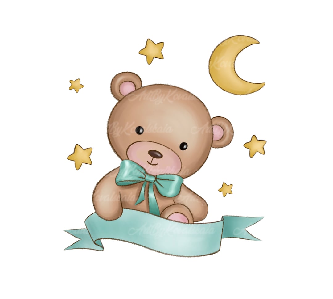 Teddy Bear Clipart, Cute Teddy Bear PNG, Baby Shower Clipart, Digital ...