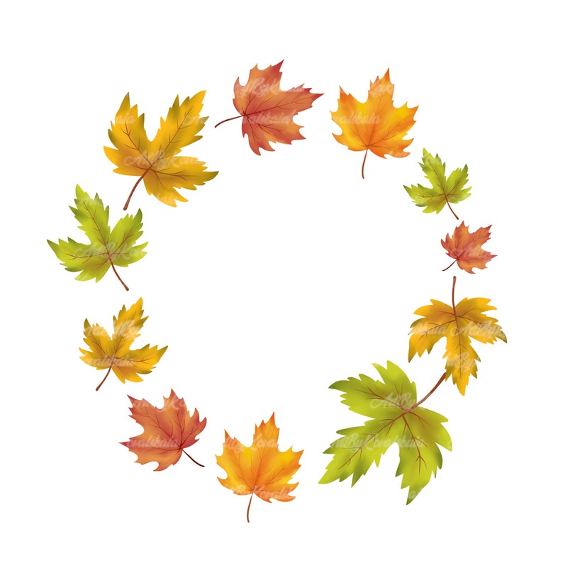 Leaves PNG Fall Clip Art Watercolor Autumn Clipart Frame - Etsy