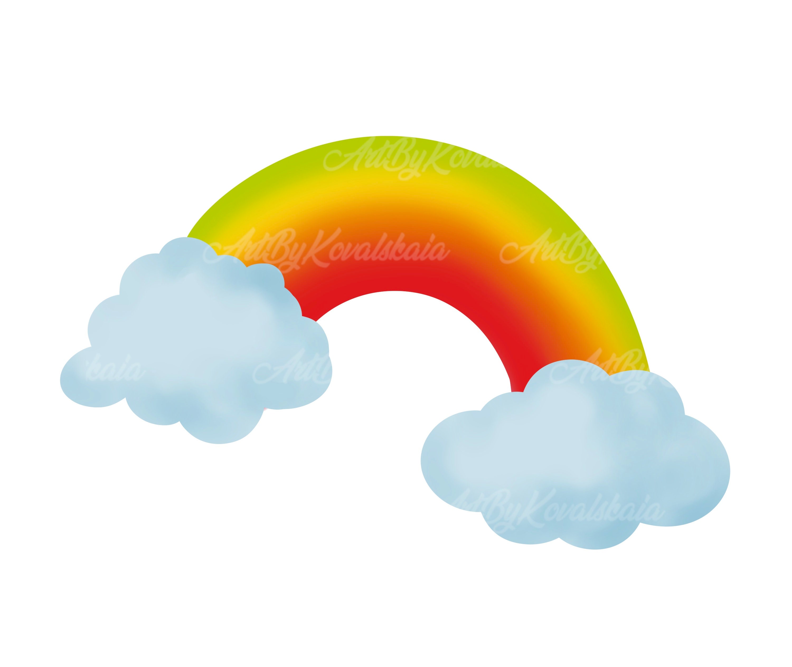 Rainbow With Clouds Clip Art