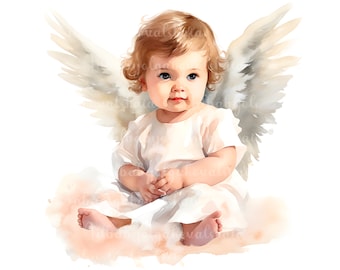 Watercolor Angel Clipart, Child Angel PNG, Baby Shower Boy, Digital Download - Etsy