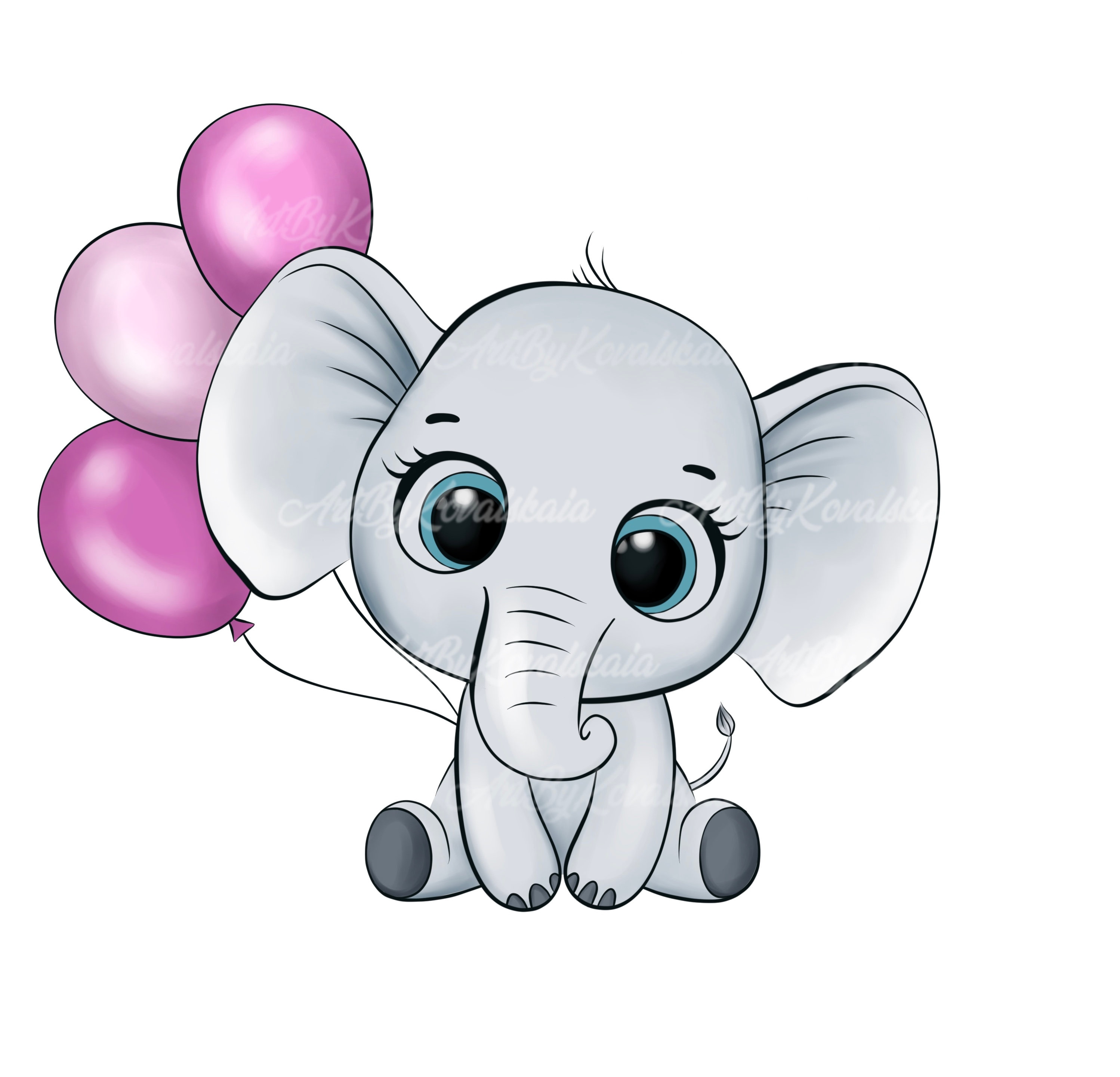 Elephant Clipart, Elephant PNG, Birthday Clipart, Digital Download - Etsy