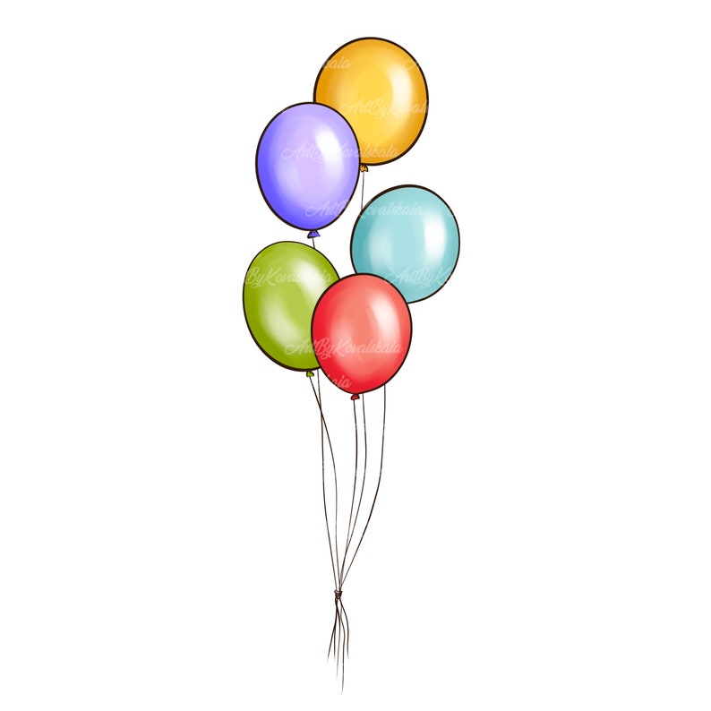Balloons PNG, Balloons Clip Art, Birthday Clipart, Digital Download - Etsy