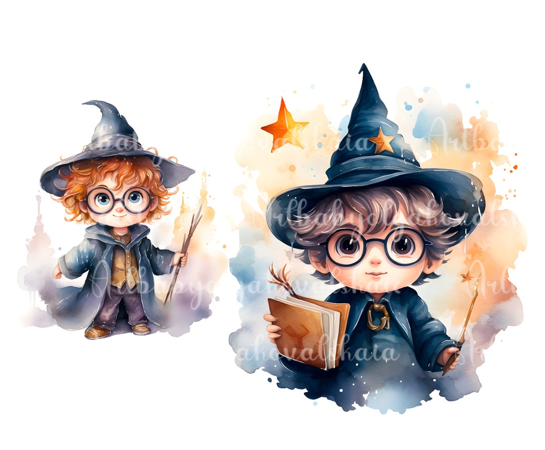 Watercolor Wizard Clipart PNG, Halloween, Digital Download - Etsy