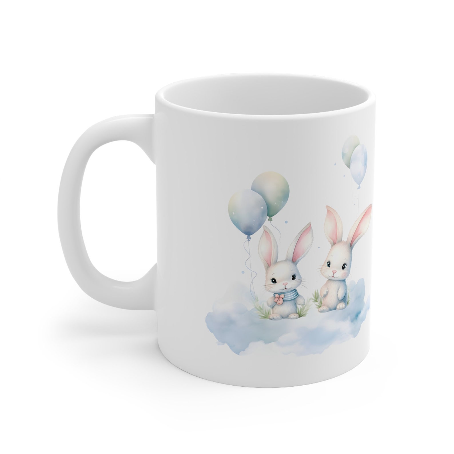 Bunny Clipart, Watercolor Cute Rabbits PNG, Balloons, Birthday, Baby ...