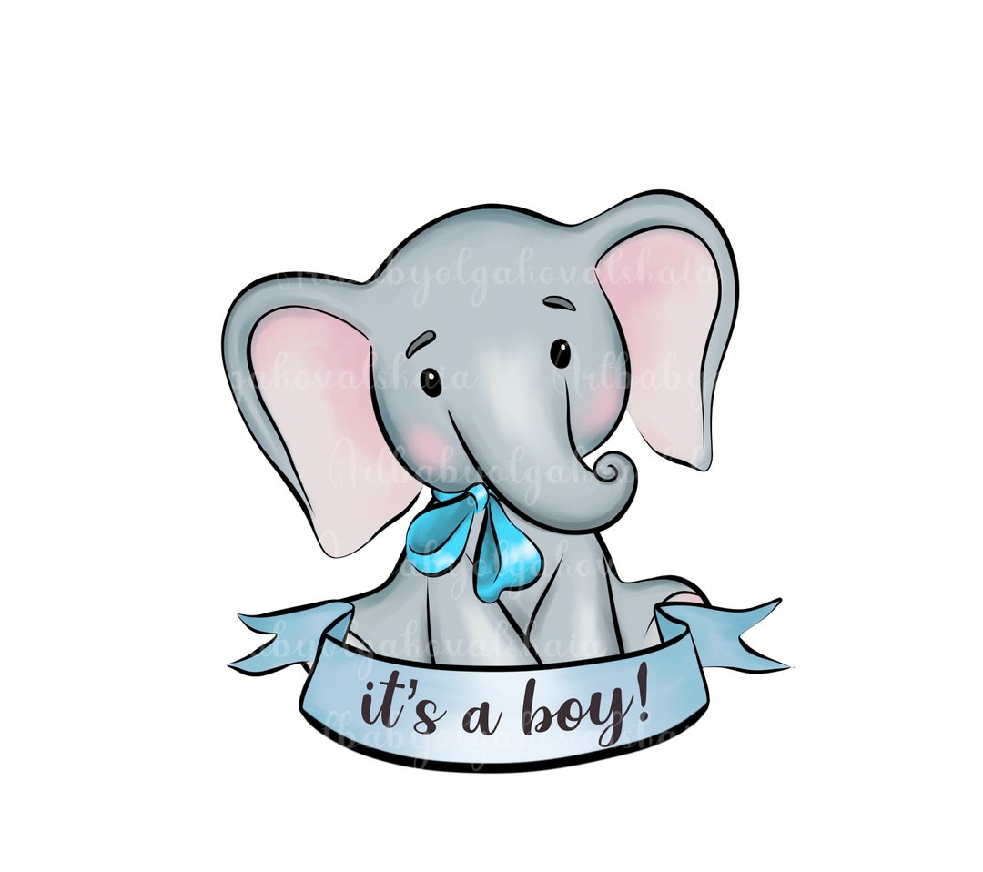 Elephant Clipart, PNG, Baby Shower Boy, Its a Boy, Digital Download - Etsy