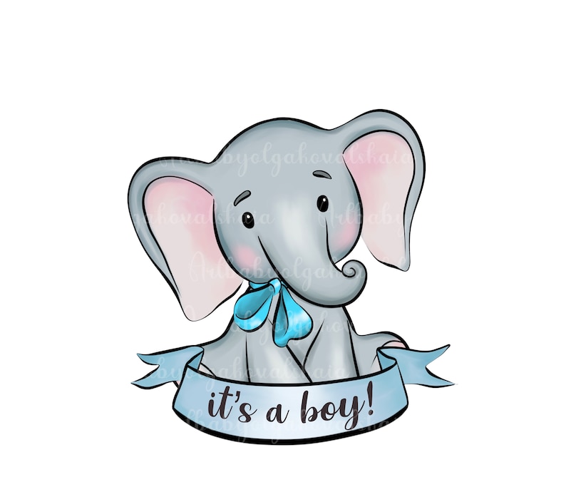 Elephant Clipart, PNG, Baby Shower Boy, Its a Boy, Digital Download - Etsy