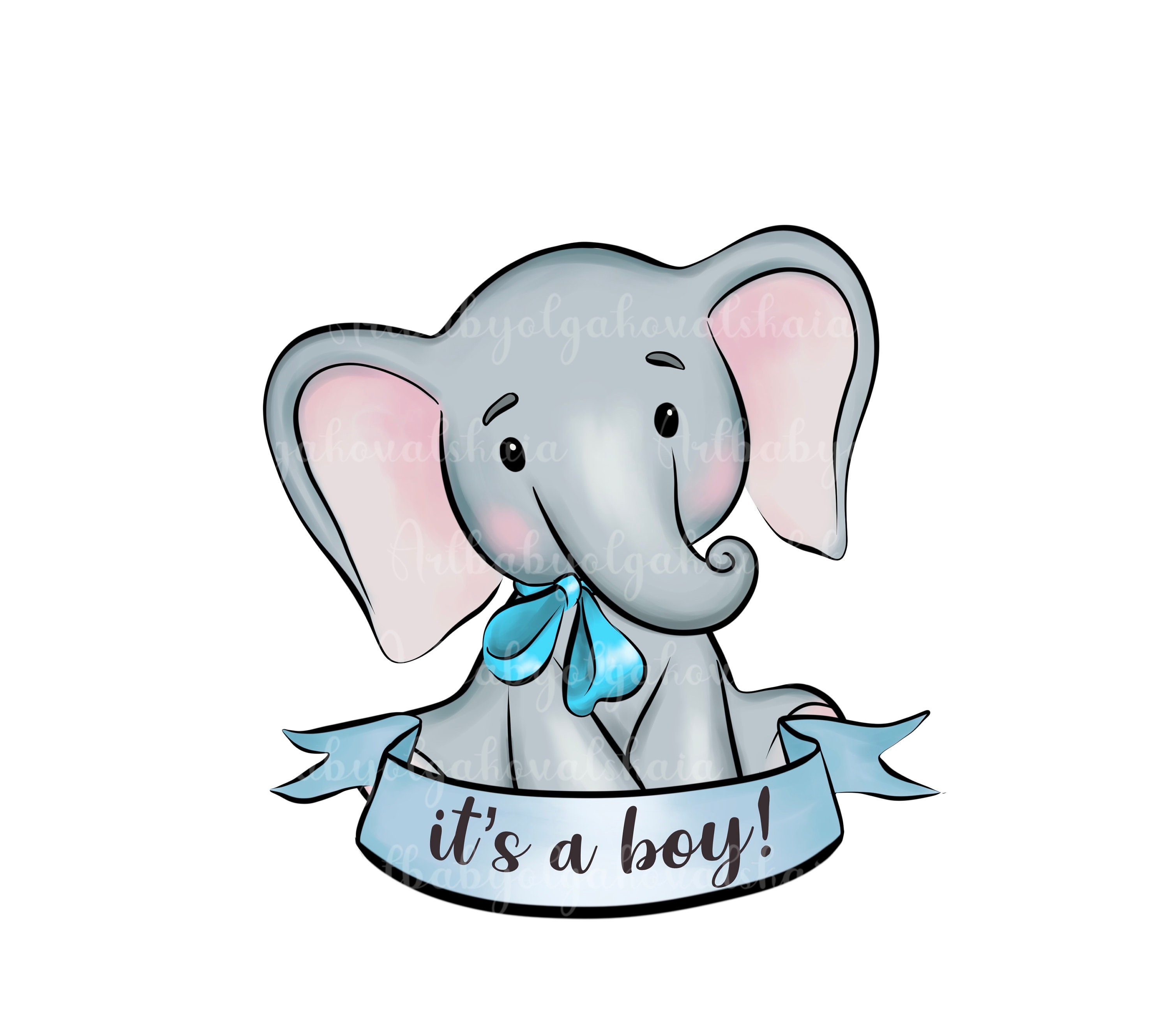 Elephant Clipart, PNG, Baby Shower Boy, Its a Boy, Digital Download - Etsy