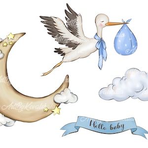 Stork Clipart: Baby Shower PNG Graphics (digital Download) - Etsy