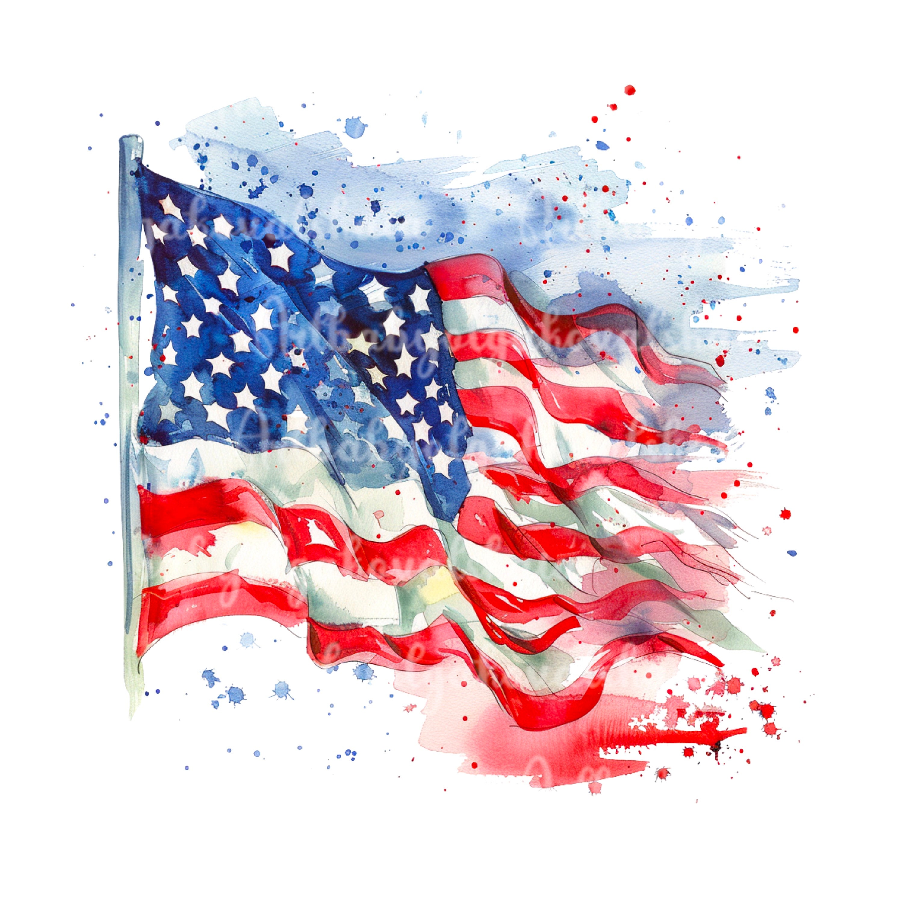 American Flag PNG, Watercolor Flag of the United States, DIGITAL ...