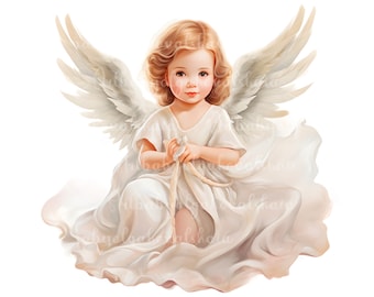 Watercolor Angel Clipart, Child Angel PNG, Baby Shower, Digital Download - Etsy