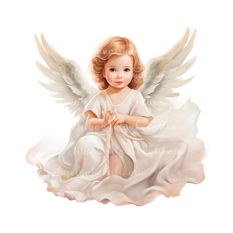 Watercolor Child Angel PNG, Girl Clipart, Baby Shower, DIGITAL DOWNLOAD ...