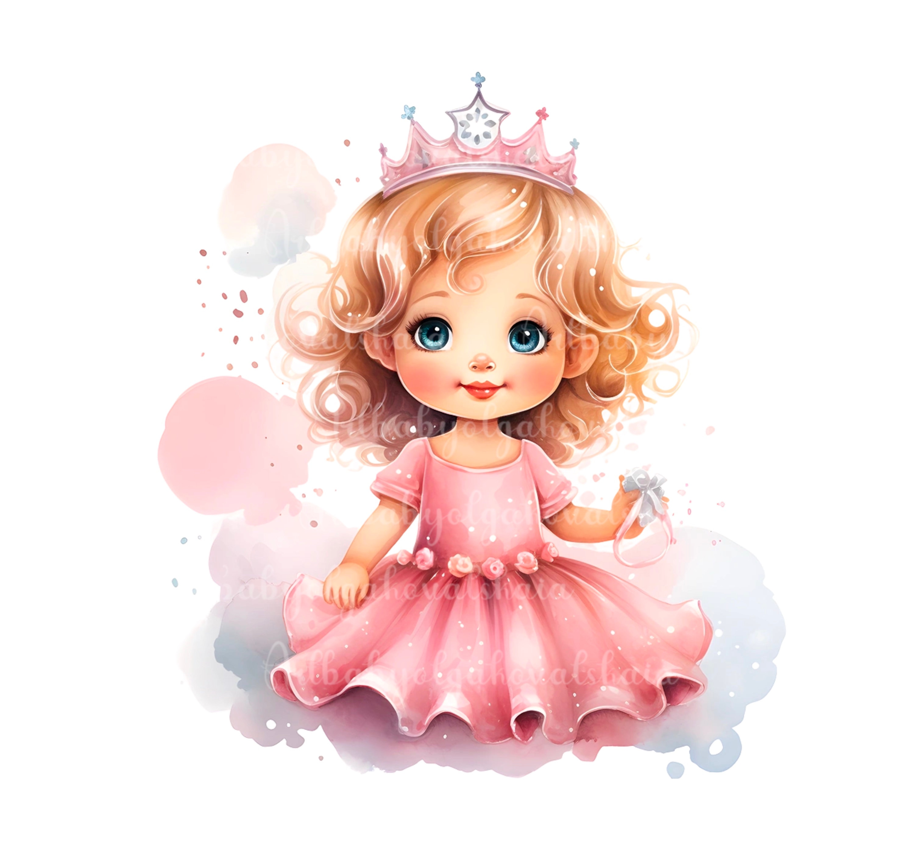 Princess Girl PNG, Cute Girl Clip Art, Baby Shower Clipart, Digital ...