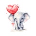 Elephant Clipart, Watercolor Elephant PNG, Valentines Day, DIGITAL ...