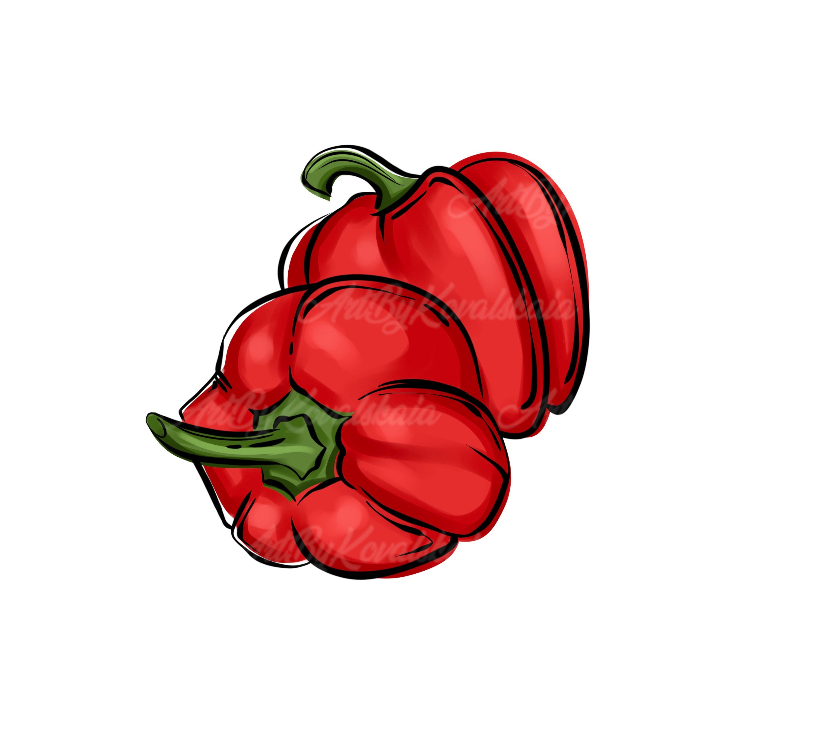 Pepper Clipart Red Pepper PNG Vegetable Clip Art Digital - Etsy