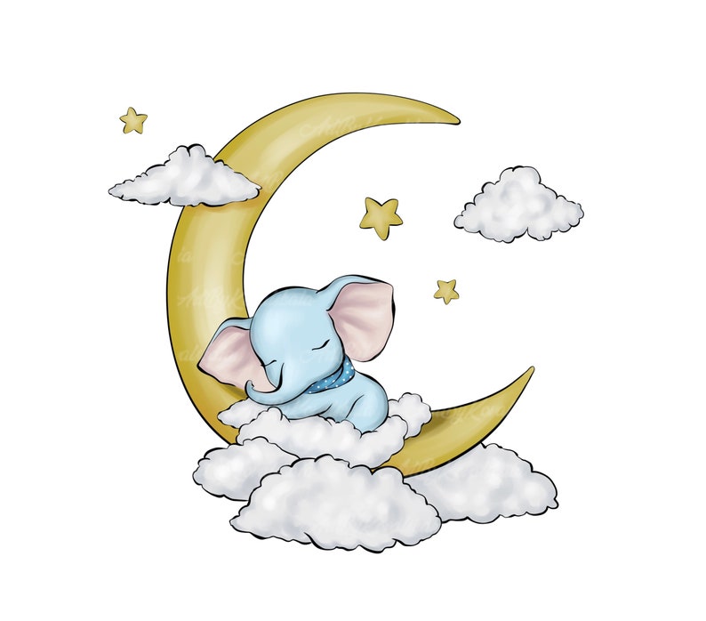 Elephant Clipart Sleeping Elephant PNG Baby Shower Boy - Etsy