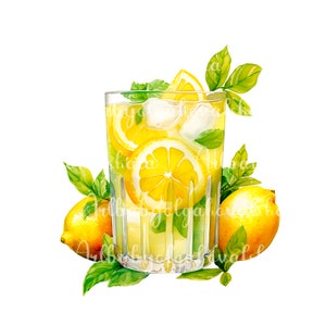 Watercolor Lemonade Clipart, Lemons PNG, Clip Art, Digital Download - Etsy