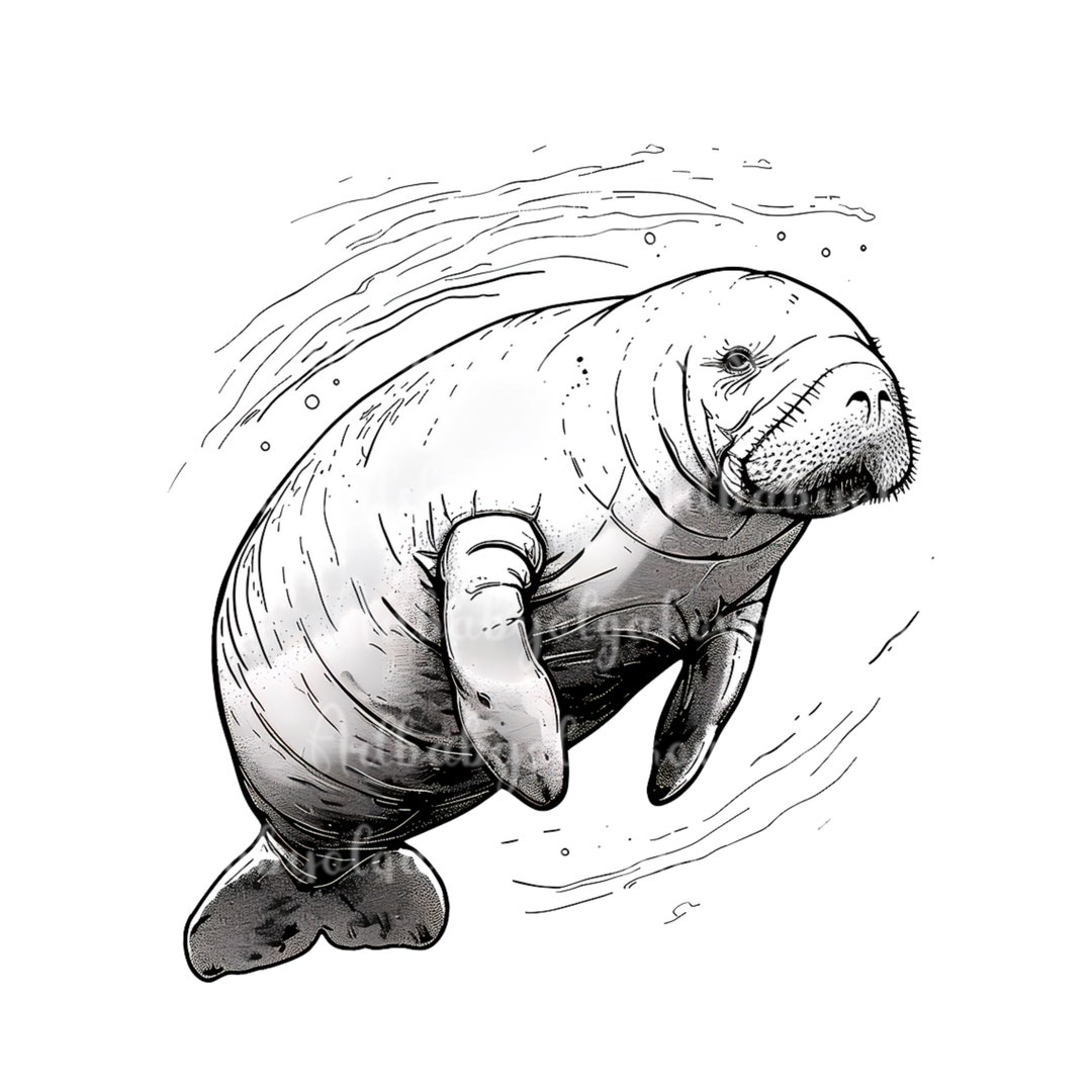 Manatee PNG, Clipart, Outline, DIGITAL DOWNLOAD - Etsy