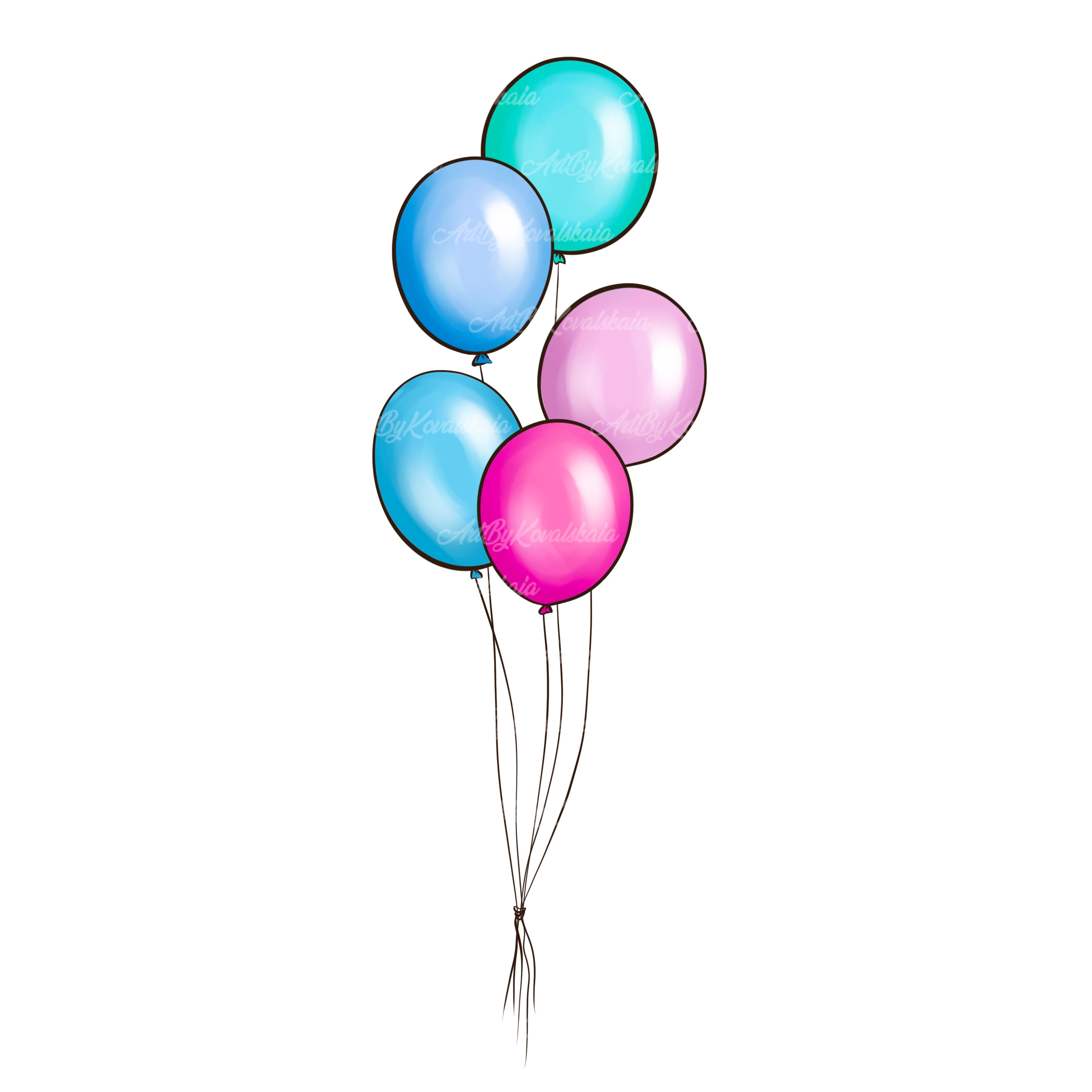 Balloons PNG, Balloons Clip Art, Birthday Clipart, Digital Download - Etsy