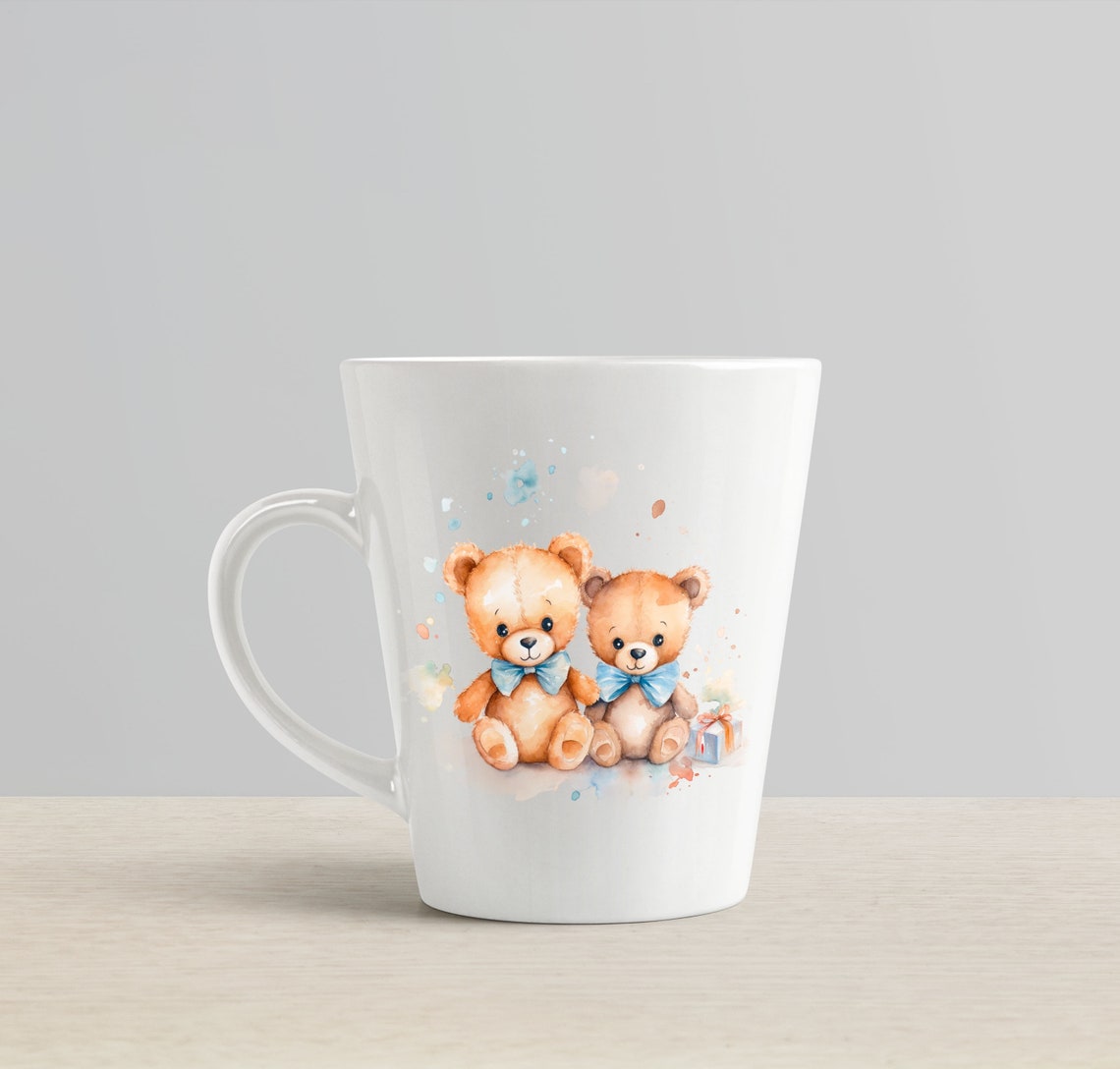 Watercolor Teddy Bear Clipart PNG Baby Shower Boy Twins - Etsy