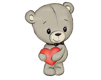 Teddy Bear PNG, Teddy Bear With Heart, Clipart, Digital Download ...