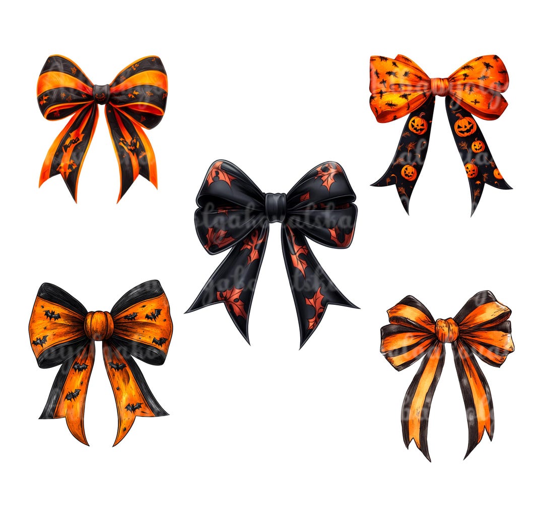 Bow PNG, Halloween Ribbon Clipart, Digital Download - Etsy