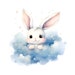 Watercolor Bunny Clipart, Cute Rabbit PNG, Bunny on a Cloud, Baby ...