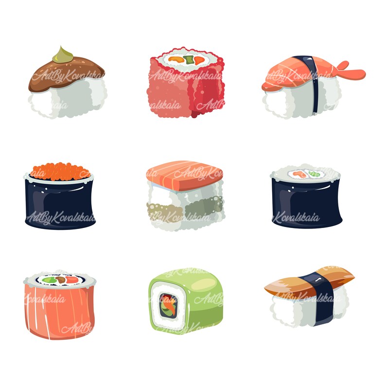Sushi SVG EPS Sushi Clipart Digital Download - Etsy