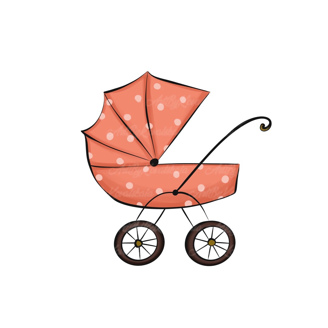 Baby Carriage Clipart, Baby Carriage PNG, Baby Shower Girl, Digital ...