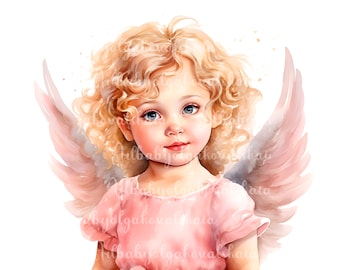Watercolor Angel Clipart, Child Angel PNG, Baby Shower, Digital Download - Etsy