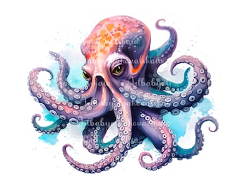 Octopus Clipart, Bundle Png, Sea Life Png, Digital Download, Sea ...