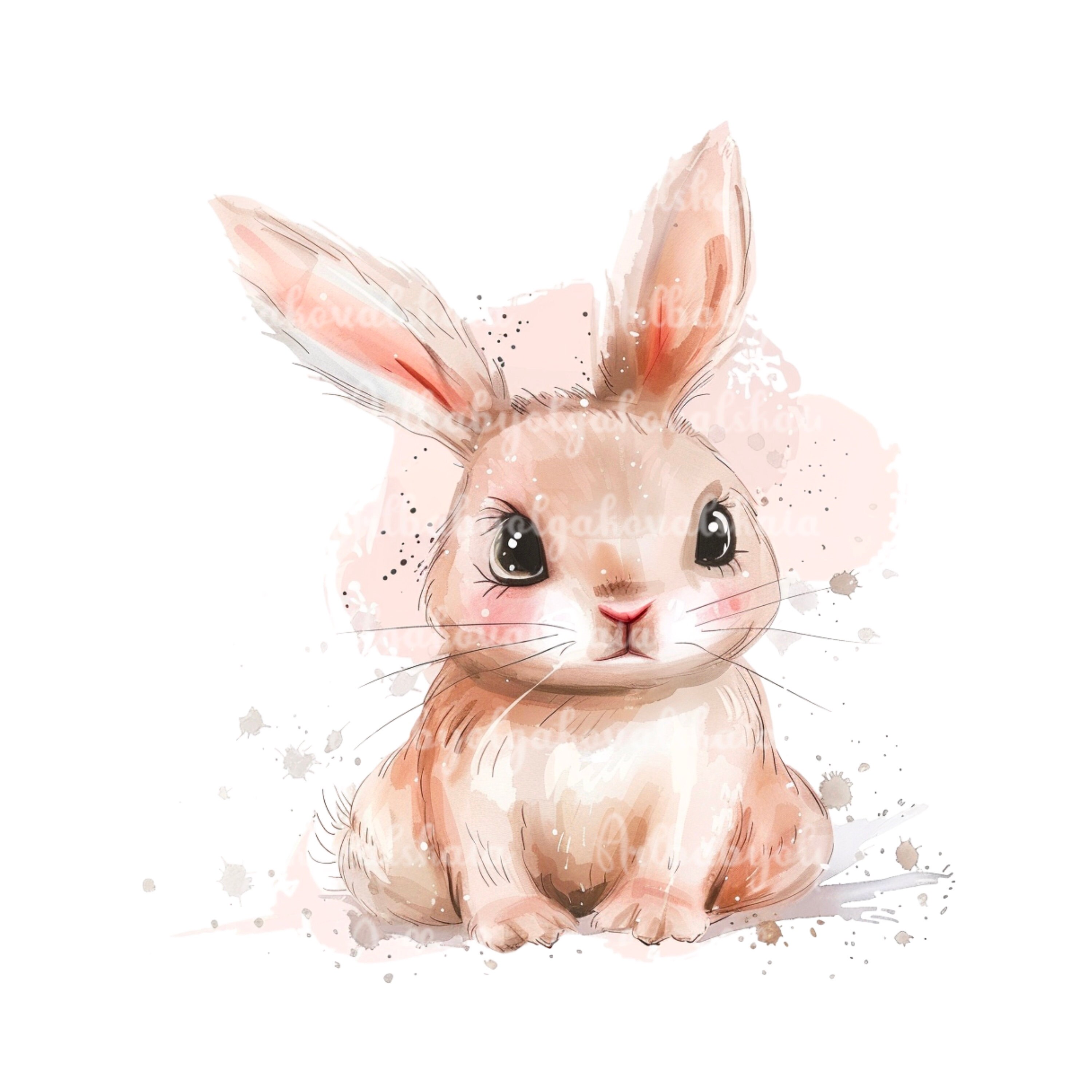 Bunny Clip Art, Watercolor Cute Rabbit PNG, Digital Download - Etsy