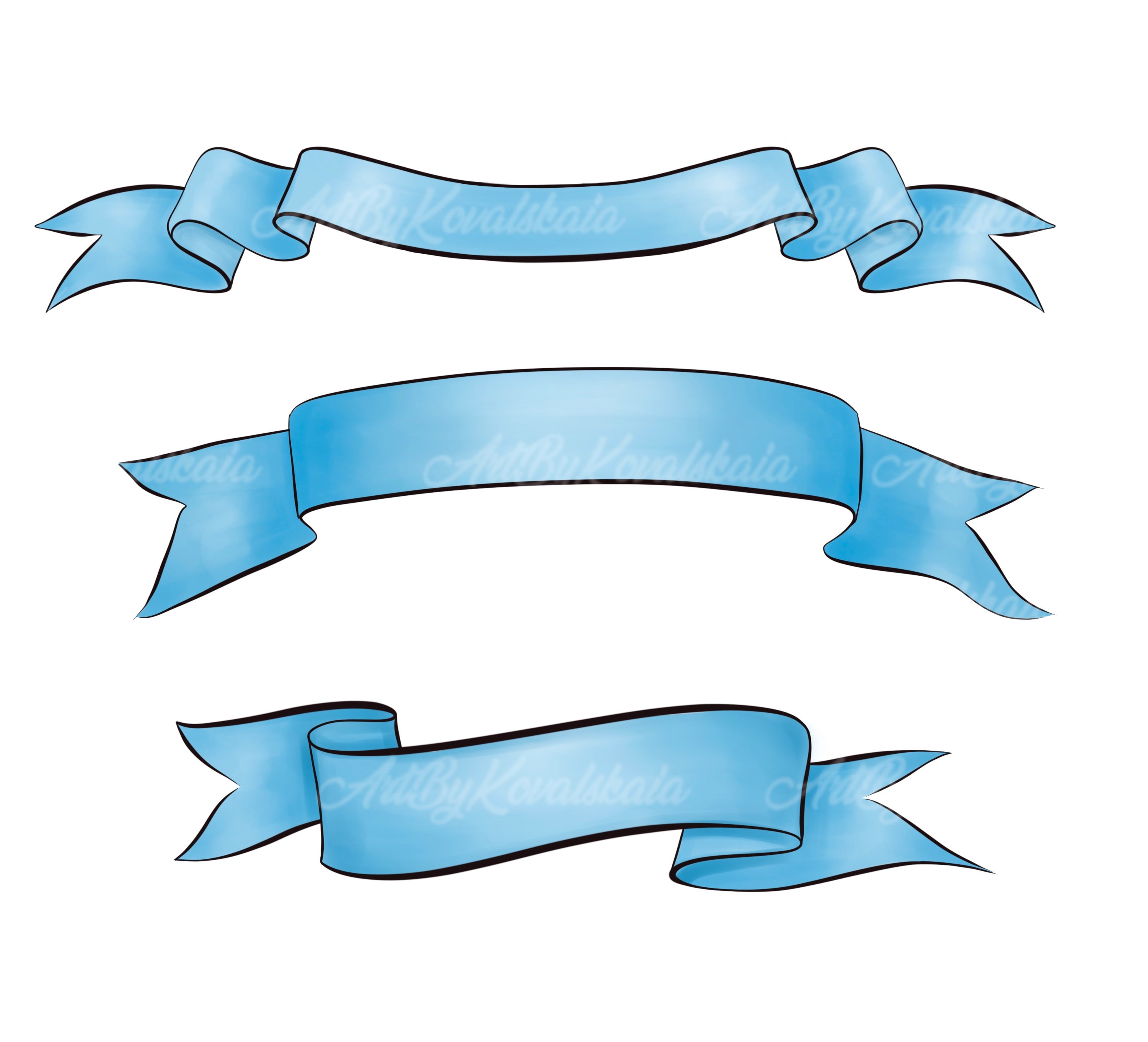 Ribbon Clipart, Banner PNG, Blue Ribbons Clip Art, Digital Download - Etsy