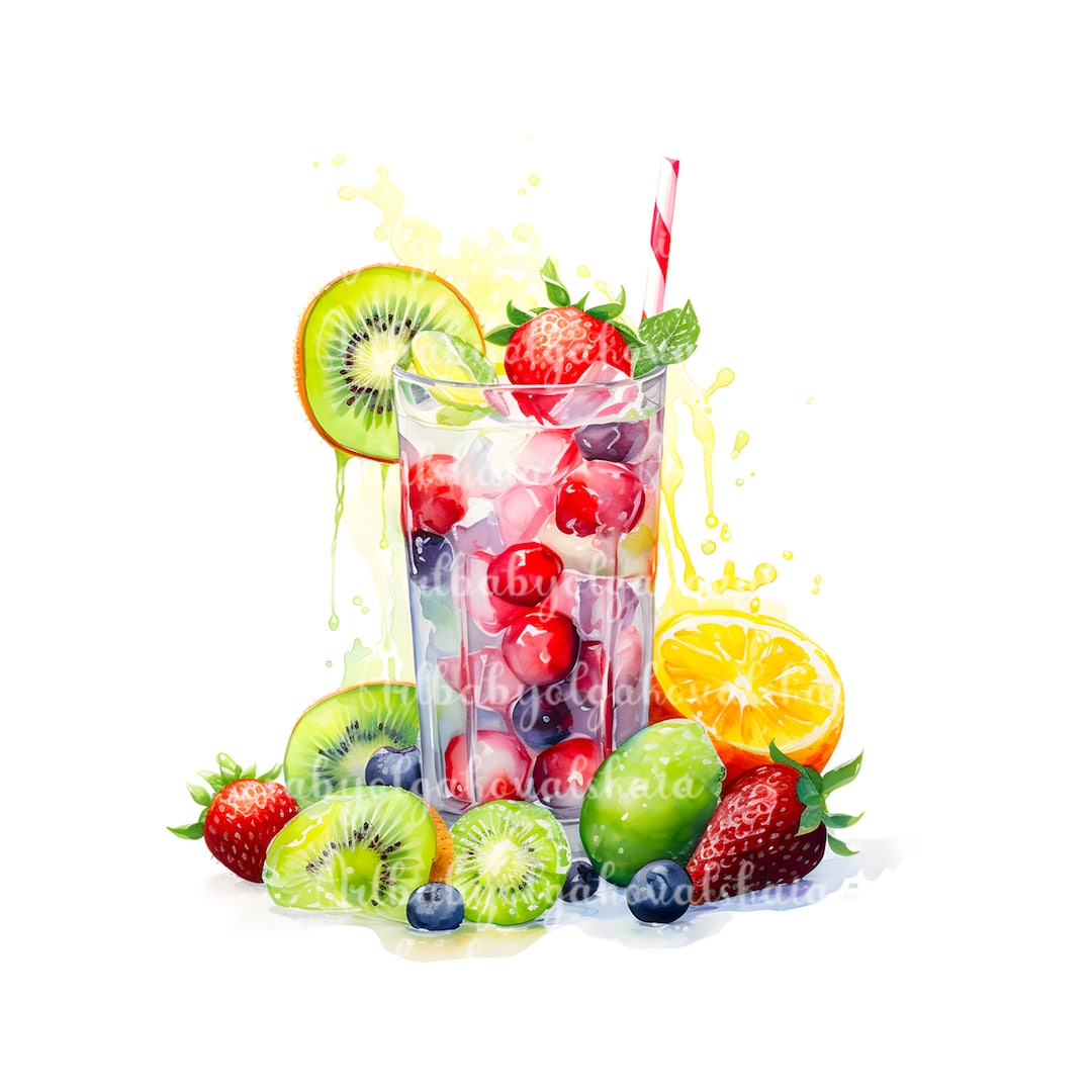 Watercolor Cocktail Clipart, Fruit Cocktail PNG, Clip Art, Digital ...
