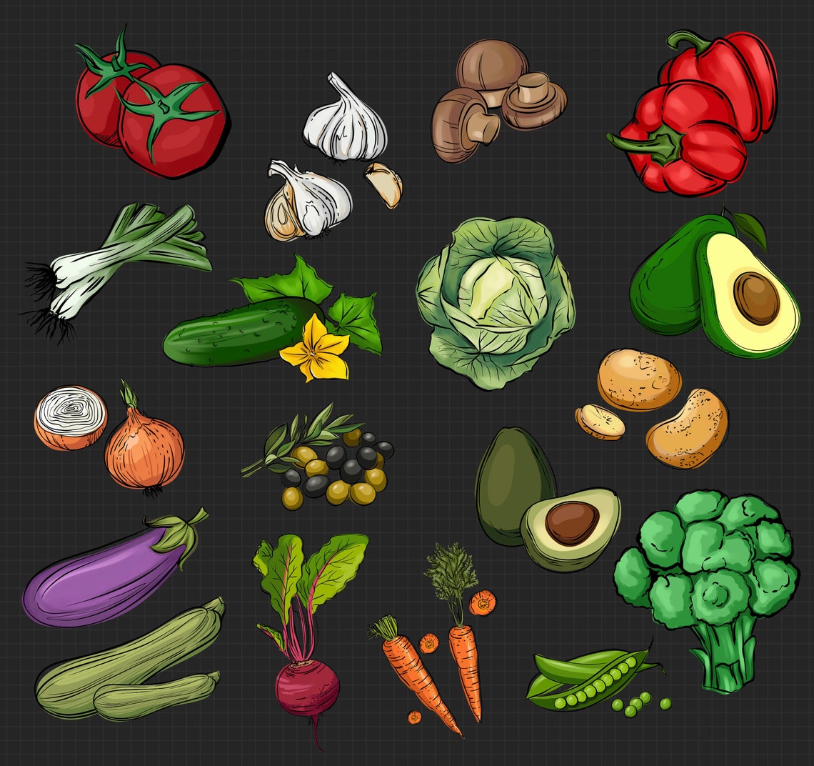Vegetables Clipart, Veggie Clip Art PNG, Broccoli, Cabbage, Tomato ...