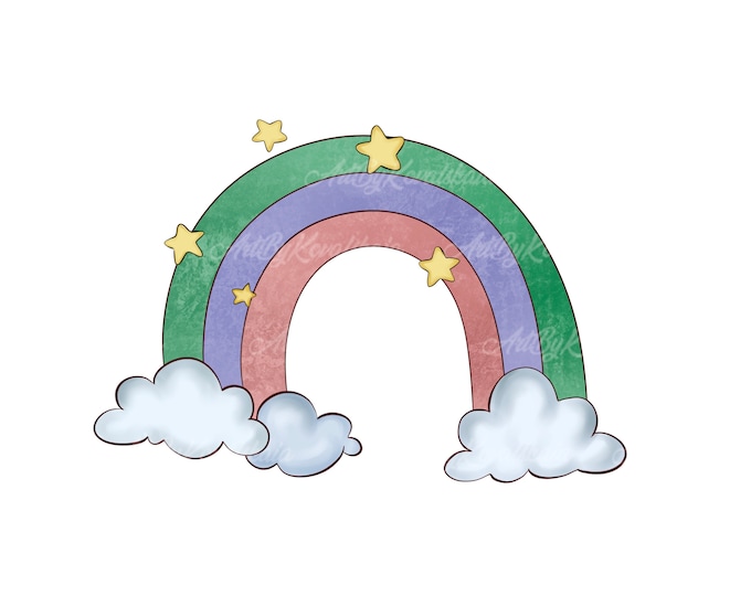 Rainbow Clipart Set / Clouds PNG / Cute Rainbows / Stars Illustration ...