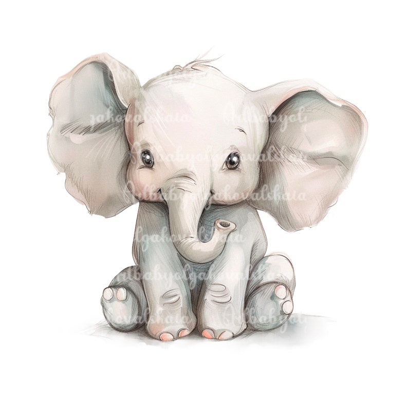Elephant Clipart PNG, Watercolor Elephant, Digital Download - Etsy