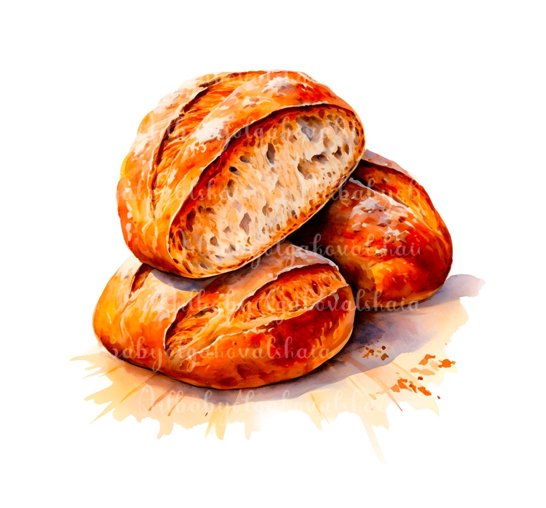 Watercolor Bread PNG, Bread Clipart, Digital Download - Etsy