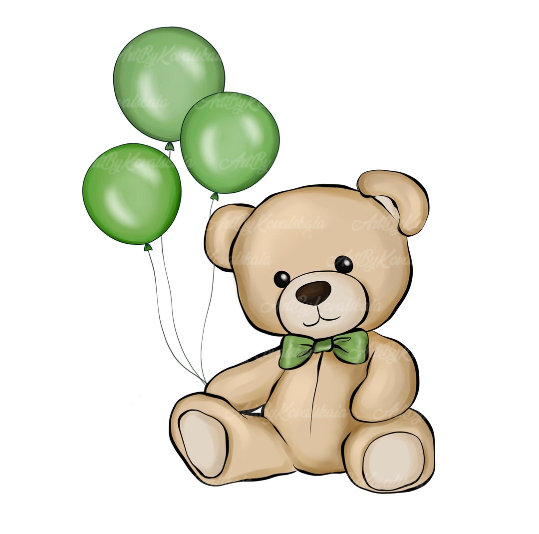 Teddy Bear Clipart, Cute Teddy Bear PNG, Balloons, Baby Shower Clipart ...