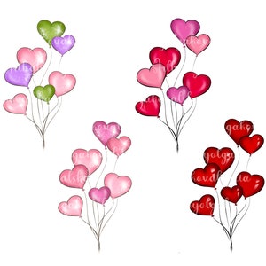 Balloons PNG, Heart Balloons Clipart, Digital Download - Etsy
