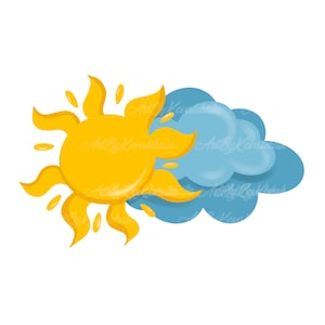 Sun Clipart, Clouds, Sun PNG, Digital Download - Etsy