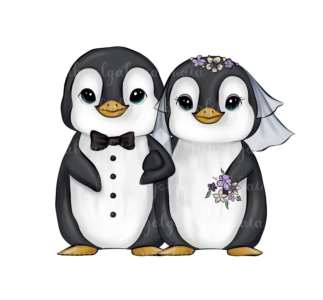 Penguins Clipart, Penguin PNG, Wedding Clipart, Digital Download - Etsy