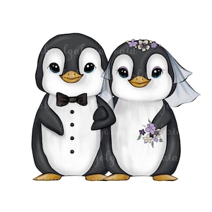 Penguins Clipart, Penguin PNG, Wedding Clipart, Digital Download - Etsy
