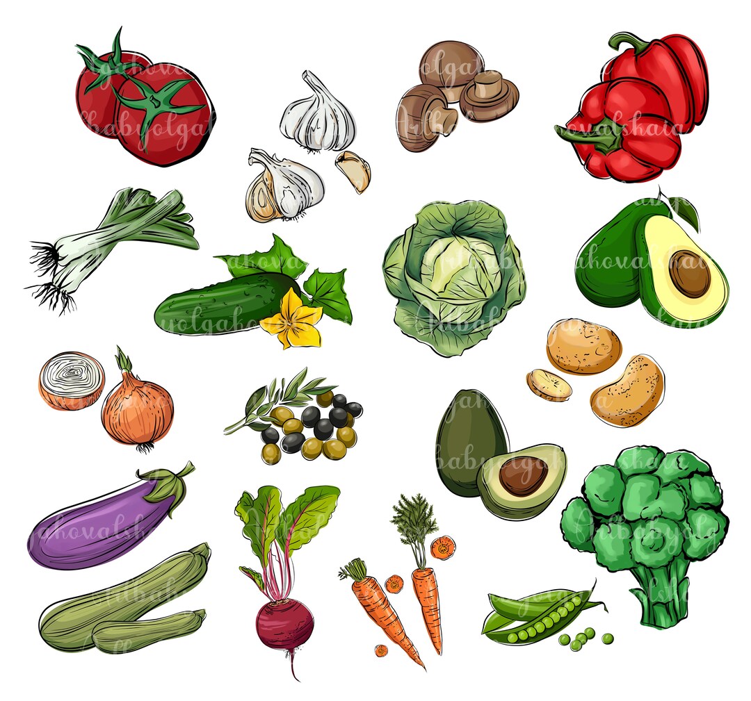Vegetables Clipart, Veggie Clip Art PNG, Broccoli, Cabbage, Tomato ...