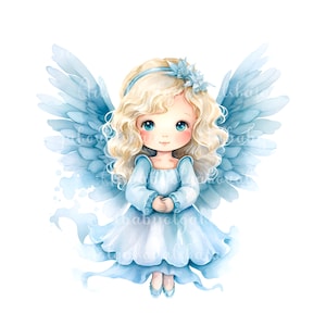 Watercolor Child Angel PNG, Angel Girl Clipart, Baby Shower, Digital ...
