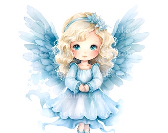 Watercolor Angel Clipart Child Angel PNG Baby Shower - Etsy