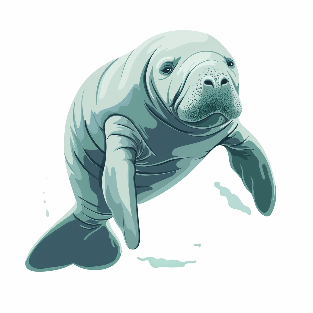 Manatee Clip Art, Watercolor Manatee PNG, Digital Download - Etsy